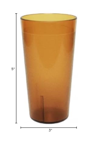 TrueCraftware- Set of 12 Pebbled Tumbler/Drinking Cups 12-Ounce Amber Color- Reusable Premium Water Iced Tea Glasses Stackable Drinking Glasses Dishwasher Safe Break-Resistant for Home Restaurants
