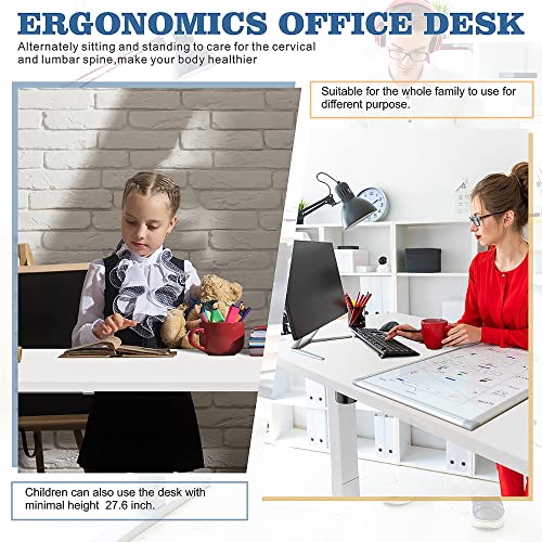 Vongrasig Height Adjustable Electric Standing Desk, 48 x 24 Inches Home Office Stand Up Table Computer Workstation with Splice Table Board & Memory Controller (White Frame + White Desktop)