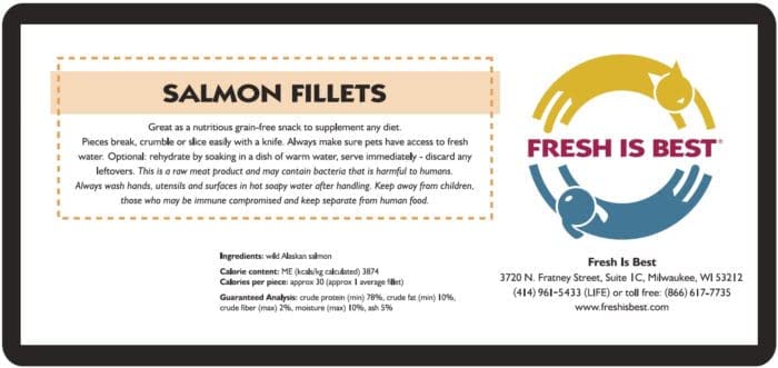 Fresh Is Best - Freeze Dried Healthy Raw Meat Treats for Dogs & Cats - Wild Salmon Fillets