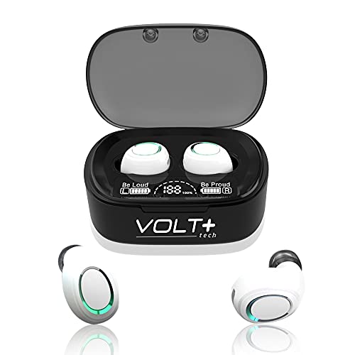 VOLT PLUS TECH Wireless V5.1 PRO Earbuds Compatible with Microsoft Lumia 532 IPX3 Bluetooth Touch Waterproof/Sweatproof/Noise Reduction with Mic (White)