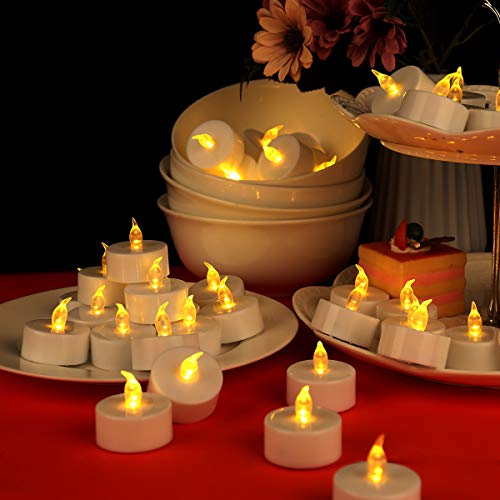 5Pack Battery Tea Lights - LED Tea Lights candles Realistic Bright Flickering Holiday Gift Operated Flameless LED Tea Light for Seasonal & Festival Celebration Warm Yellow lights Battery Powered