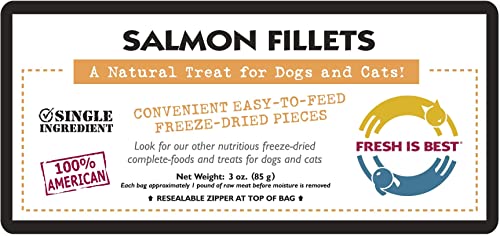 Fresh Is Best - Freeze Dried Healthy Raw Meat Treats for Dogs & Cats - Wild Salmon Fillets