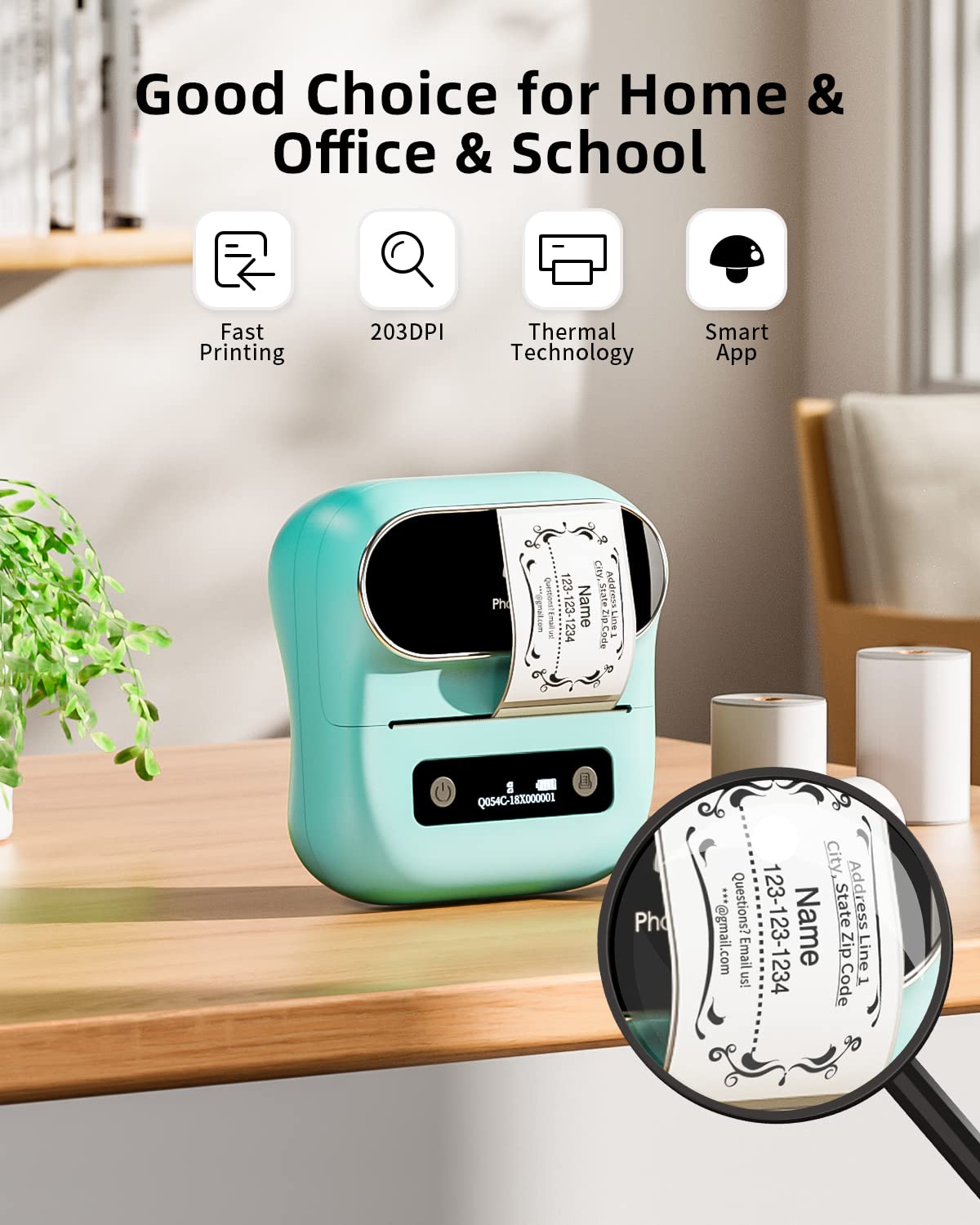 Phomemo Label Maker, M220 Portable Bluetooth Wireless Inkless Label Printer, 3 Inch Barcoden Labeler, Great for Home, School & Office, Compatible with Phone, PC, with 3 Label