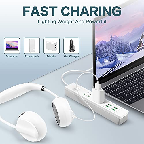 POOCCI Portable Neck Fan, Hands Free Bladeless Fan, USB Rechargeable Wearable Personal Fan, Headphone Design Neck Cooling Fan, USB Powered Neck Fan with 3 Speeds-White