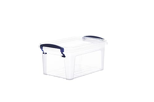 Superio Plastic Storage Box, Clear Container Bin with Lid, 1.75 Quart, Small Stackable Tote with Snap Lock Handles