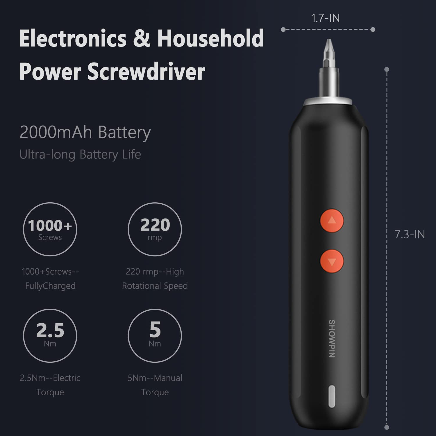 Electric Screwdriver Cordless, Power Screwdriver Set, Includes 5V Cordless Screwdriver Rechargeable with LED Lights, 20pcs Household Bits, USB-C Charging Cable, Magnetizer, Extension Rod, Manual