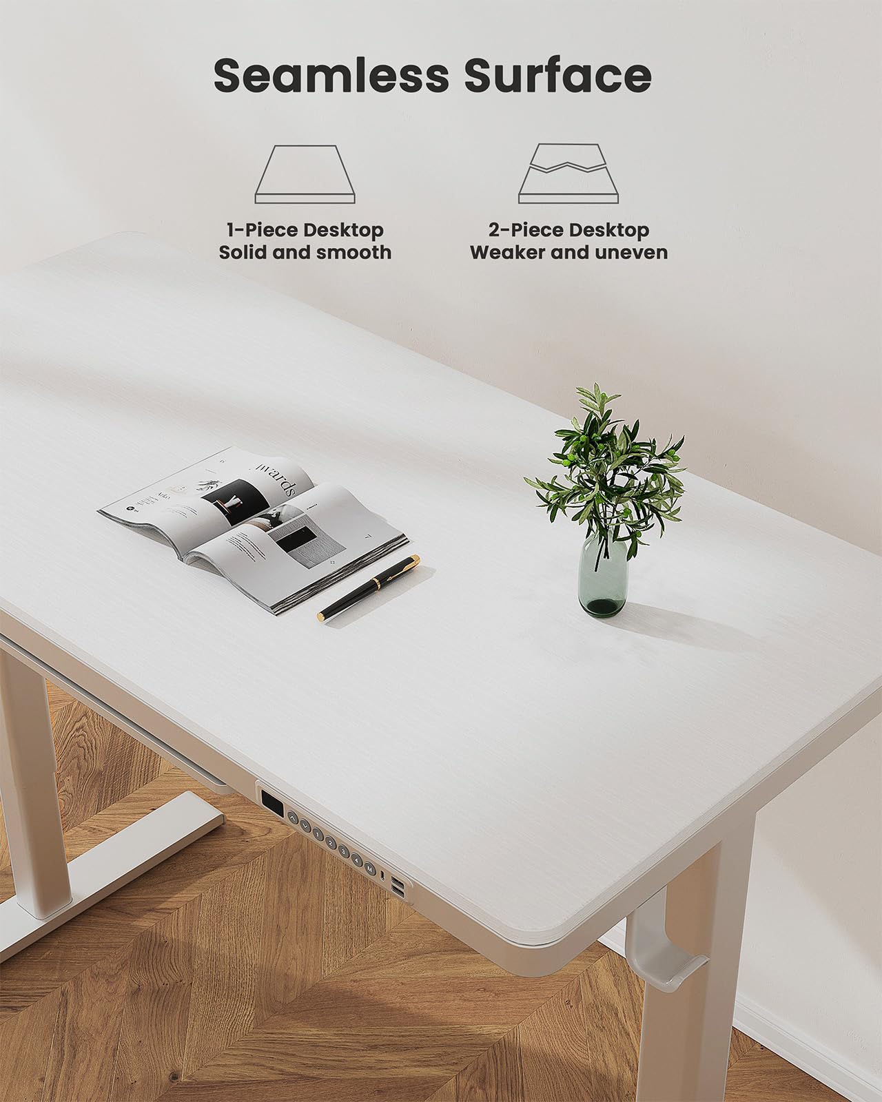 ErGear Dual Motor Electric Standing Desk with Drawers,48x24 Inch Whole-Piece Quick Install,Height Adjustable Stand up Sit Stand Home Office Ergonomic Workstation with USB Charging Ports(White)