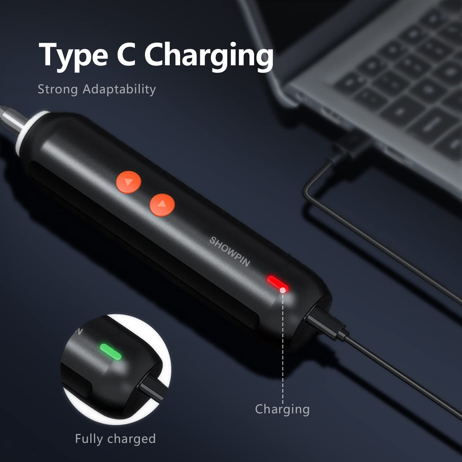Electric Screwdriver Cordless, Power Screwdriver Set, Includes 5V Cordless Screwdriver Rechargeable with LED Lights, 20pcs Household Bits, USB-C Charging Cable, Magnetizer, Extension Rod, Manual