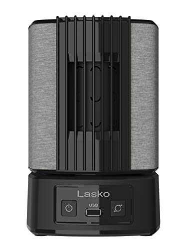 Lasko SB100 SlumberBreeze 2-in-1 Small Table Fan and White Noise Machine for Better Sleep in the Bedroom and Focus in the Home Office, Black