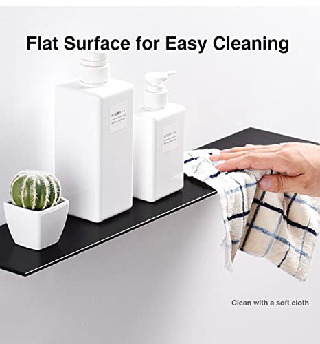 TRUSTMI Wall Mounted Bathroom Floating Shelf, SUS 304 Stainless Steel Storage Organizer, Kitchen Bedroom Flat Metal Shelf, 12 inch by 4 inch, Matte Black