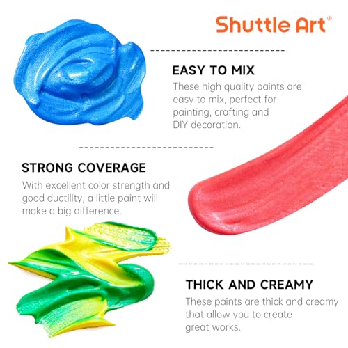 Shuttle Art Color Change Acrylic Paint, 20 Chameleon Colors Acrylic Paint, 60ml/2oz Bottles, Iridescent Paint for Artists, Beginners, Kids Painting & Crafting on Canvas, Rocks, Wood, Fabric, Ceramic