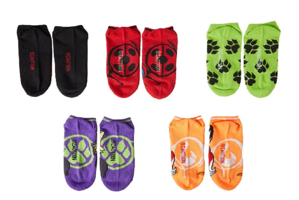 Miraculous Tales of Ladybug & Cat Noir Girls 5 Pack No Show Socks