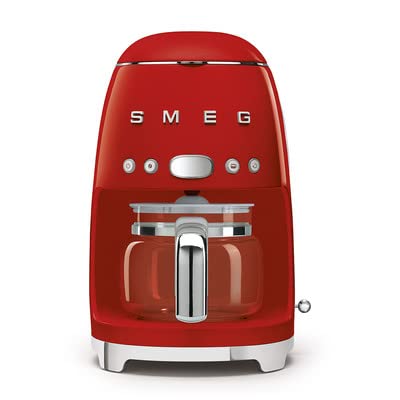 Smeg 50's Retro Drip Coffee Maker with Extra Glass Carafe, Red