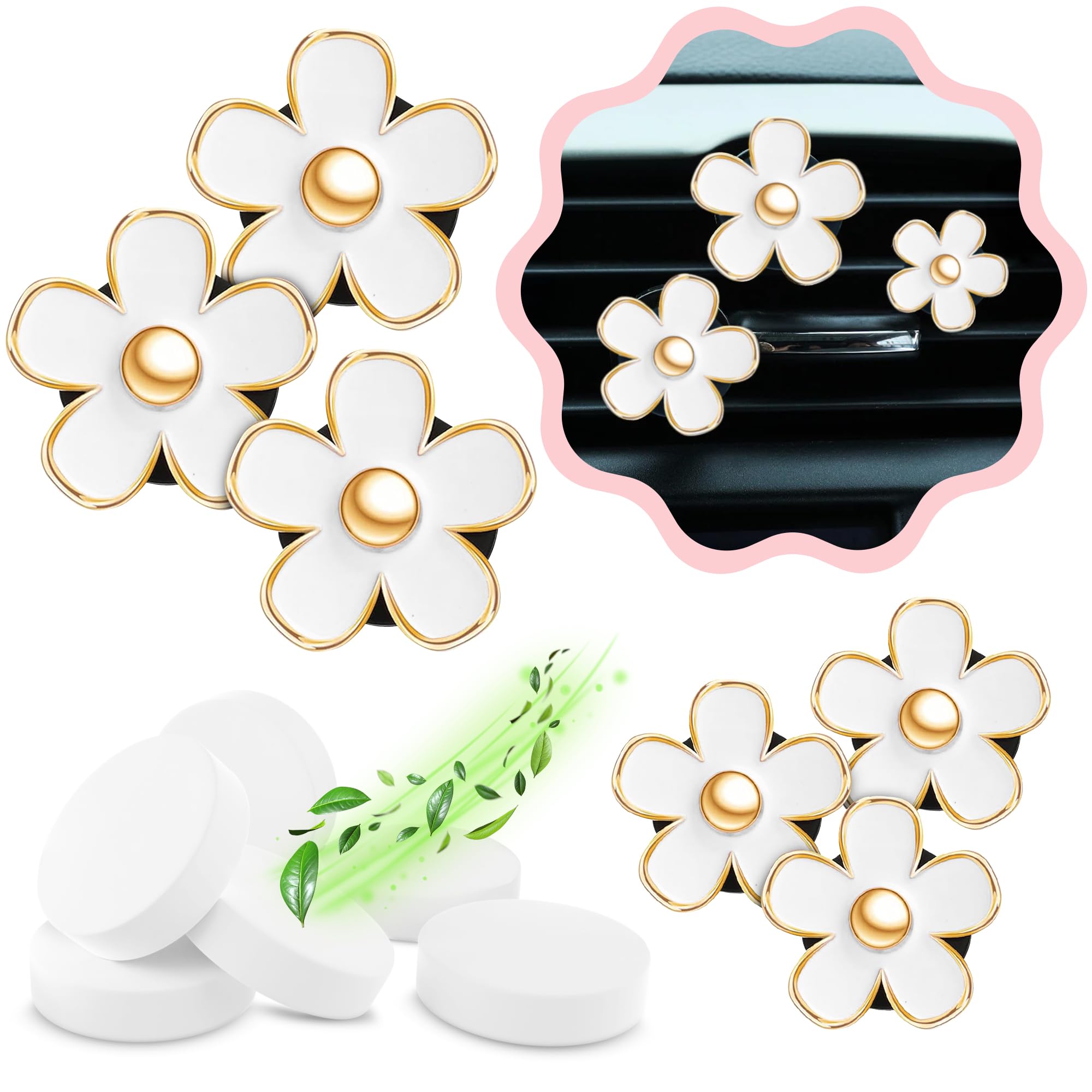 6 Pieces Daisy Flower Air Vent Clip Car Air Freshener Charm Colorful Car Interior Accessories for Girls Women