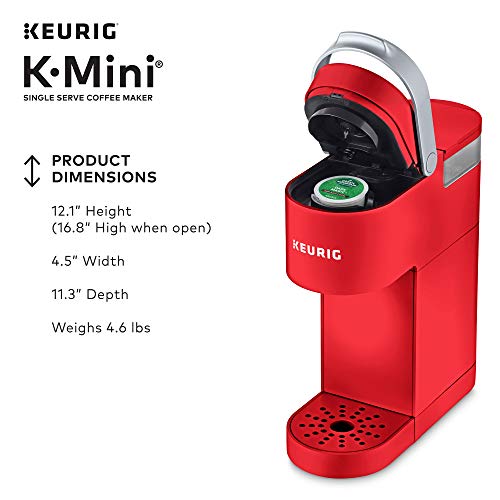 Keurig K-Mini Coffee Maker, Single Serve K-Cup Pod Coffee Brewer, 6 to 12 oz. Brew Sizes, Poppy Red (Renewed)
