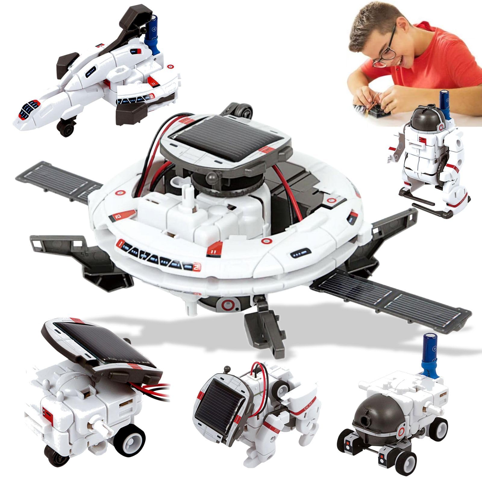 STEM 6-in-1 Education Solar Power Robot Toys for Boys Ages 8-12, DIY Building Educational Experiment Robotics Science Kit for Kids, Birthday Gifts for 8 9 10 11 12 Years Old Boys Girls Teens