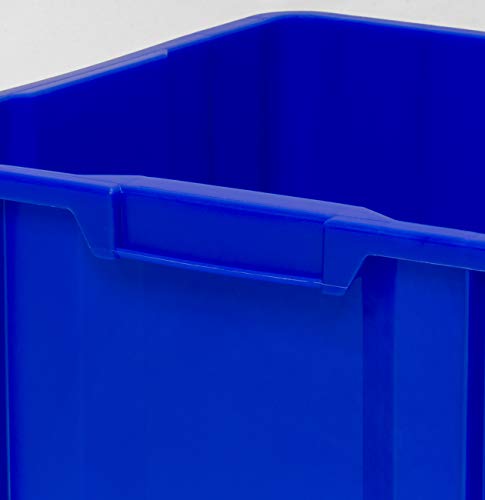 READYSPACE Commercial Industrial Heavy Duty Stackable Open-Front Recycling Bin Box Containers, 12 Gallon, 2 Pack, Blue