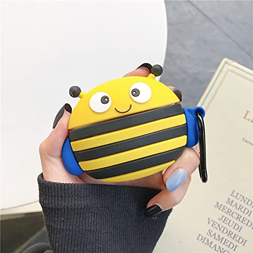 Silicone Case for Airpods Pro, Cute Cow Bees Protective Soft Rubber Cover Skin with Keychain for Kids Teens Girls Boys (Bee Case)