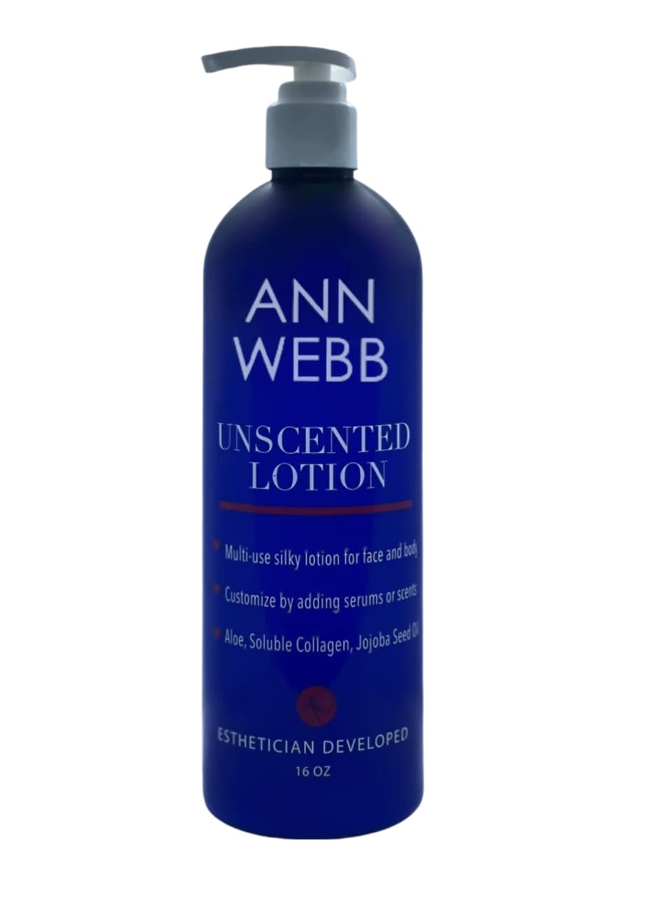 Ann Webb Unscented Lotion for Dry Skin- Fragrance Free, Hypoallergenic, Organic, All-Natural, Non-Greasy Lotion for Sensitive, Dry Skin - Face & Body Lotion - Formerly Skin Lotion 16oz