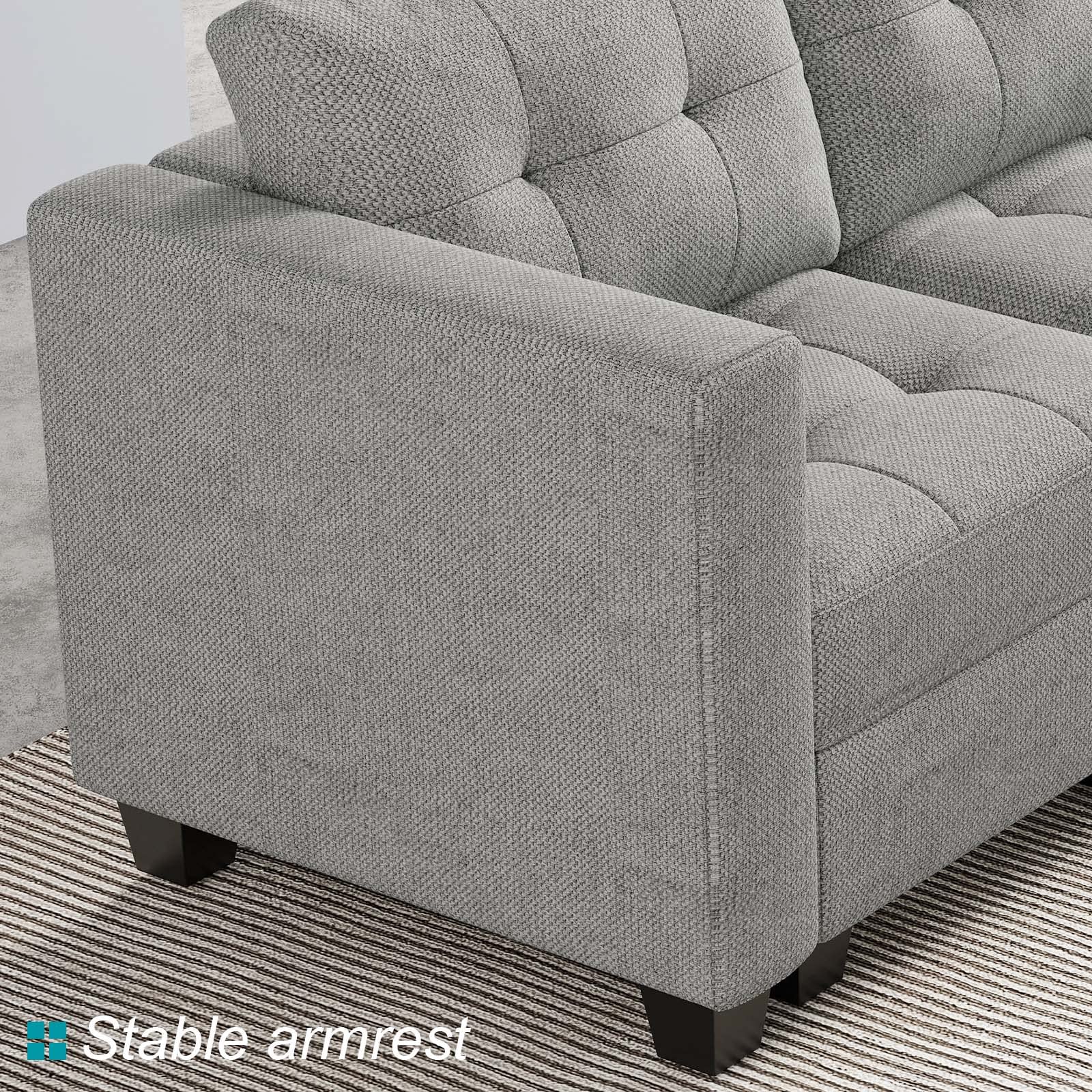 Belffin Armrest Module for Modular Sectional Sofa Couch Side Armrest for Sectional Modular Sofa Fabric Light Grey