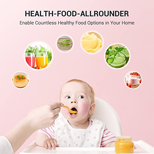 Immersion Hand Blender, ISILER 5-in-1 500-Watt Multi-Purpose Stick Blender with 860ml Food Chopper, 600ml Container, Milk Frother, Egg Whisk, 8-Speed for Puree Infant Food Smoothies Soups Pink