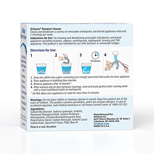 OrVance Retainer Cleaner Tablets (6 Month Supply) | Only 2 Cleanings Per Week Required | Removes Odors, Stains, Plaque for Invisalign, Mouth/Night Guards, and Removable Dental Appliances
