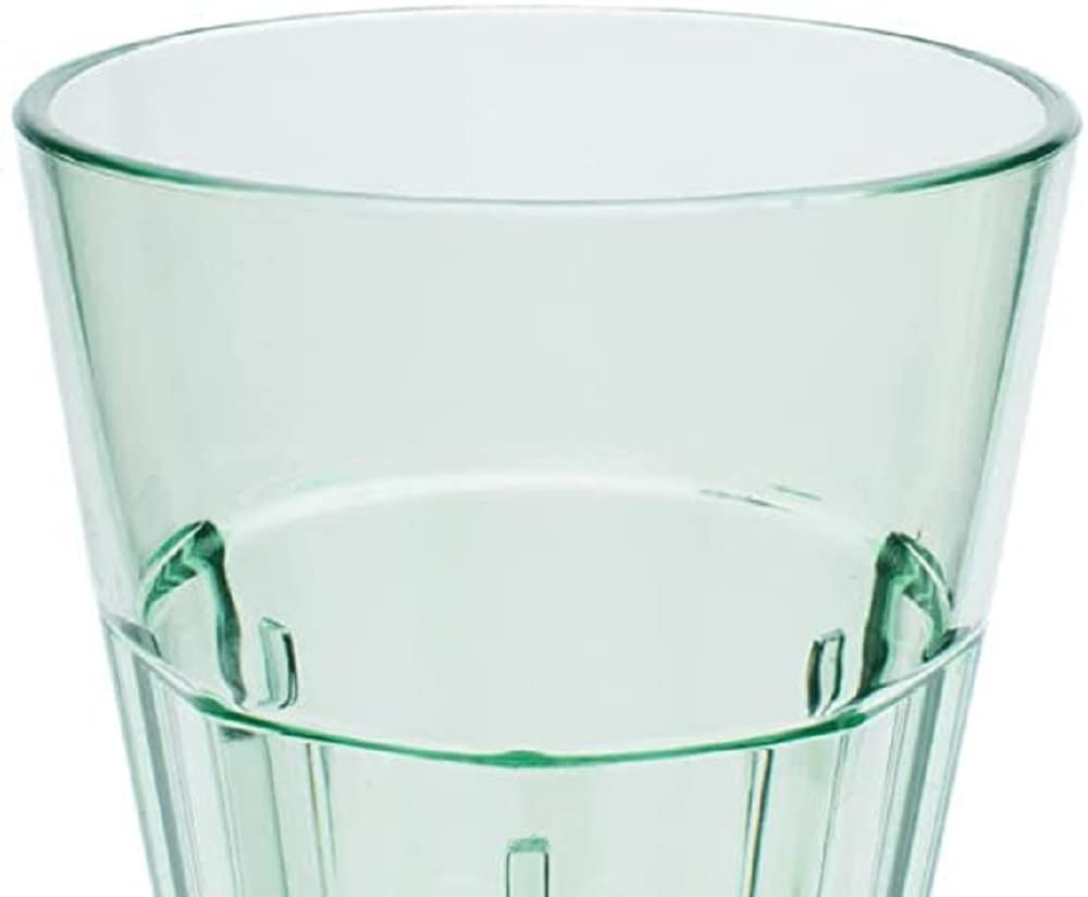 TrueCraftware- Set of 12 Diamond 8 oz. Rock Tumbler/Drinking Cups Green Polycarbonate-Premium Iced Tea Glasses Stackable Reusable Drinking Glasses Dishwasher Safe Break-Resistant for Home Restaurants
