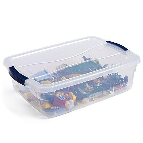 Rubbermaid Cleverstore Home Office Organization 16 Quart Latching Stackable Plastic Storage Tote Container with Lid, Clear (12 Pack)