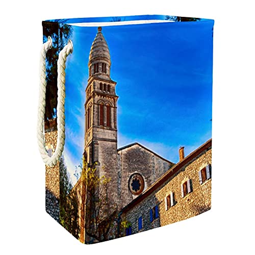 Inhomer Laundry Hamper Church Collapsible Laundry Baskets Firm Washing Bin Clothes Storage Organization for Bathroom Bedroom Dorm