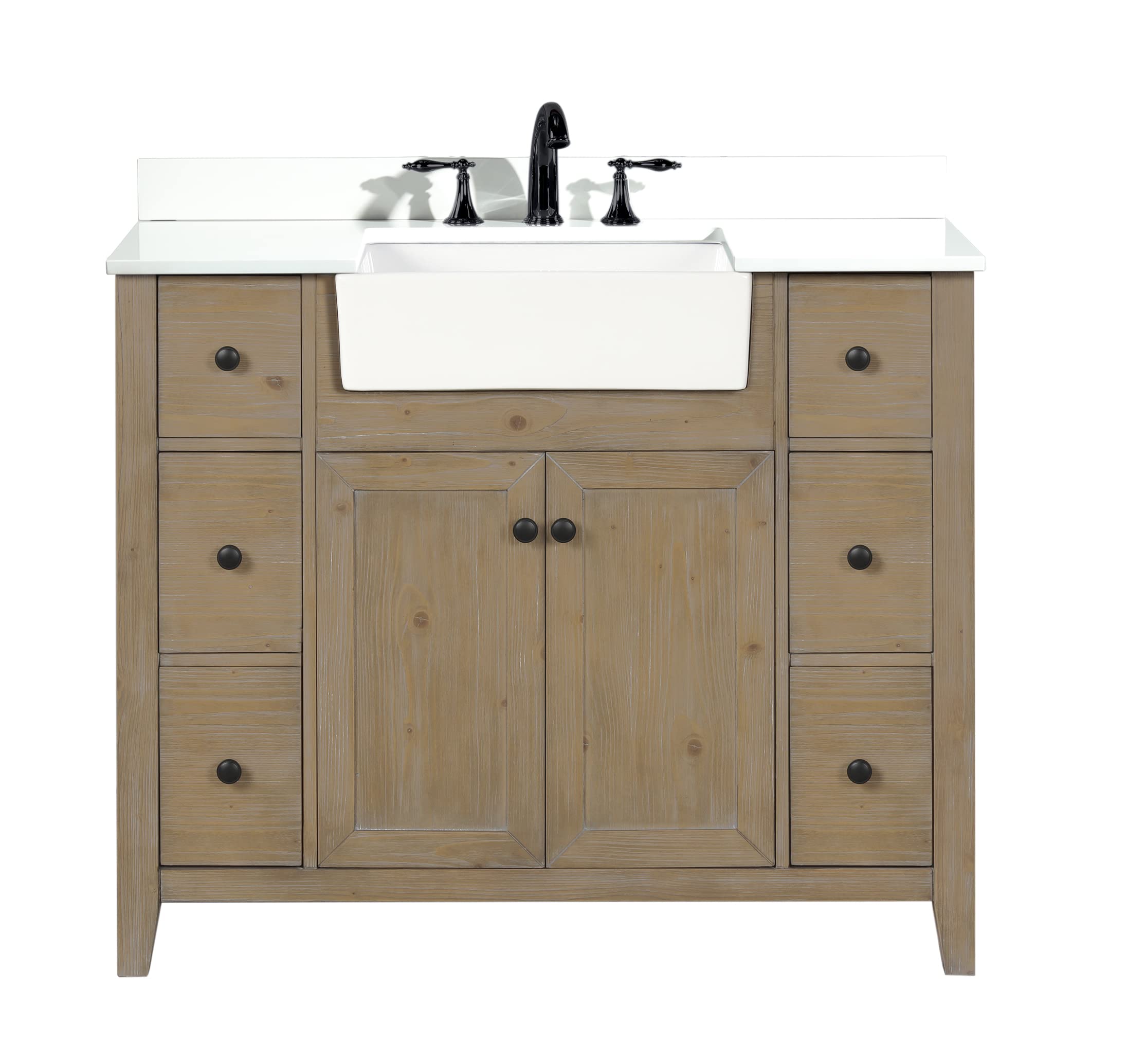 Ari Kitchen & Bath Sally 42" Bathroom Vanity in Weathered Fir, White Engineered Top