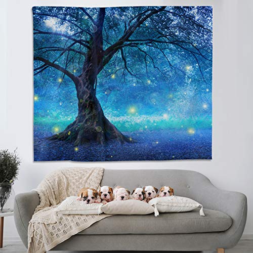 Instruban Forest Tapestry Nature Landscape Tapestry Psychedelic Tree Tapestry for Bedroom Living Room-H51.2×W59.1 inches