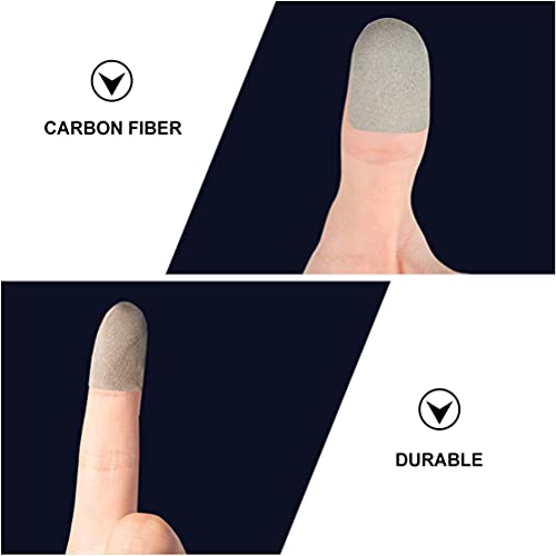 Healifty 20 Pieces Gaming Finger Sleeves Anti- Sweat Disposable Seamless Touchscreen Finger Covers Stickers Carbon Fiber Controllers Finger Thumb for Mobile Phone Game