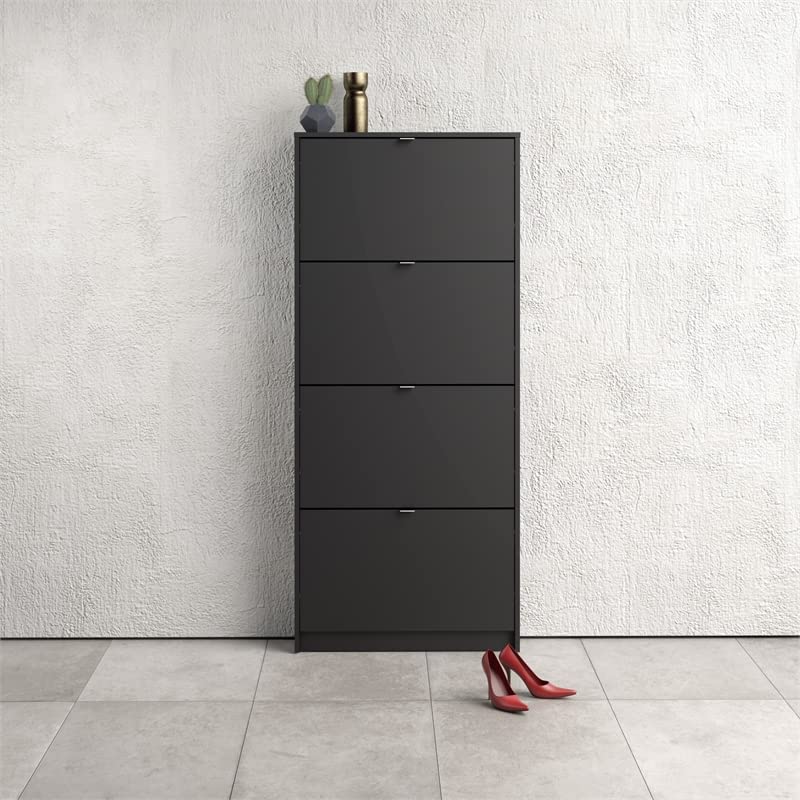 Tvilum, Black Matte Bright 4 Drawer Shoe Cabinet