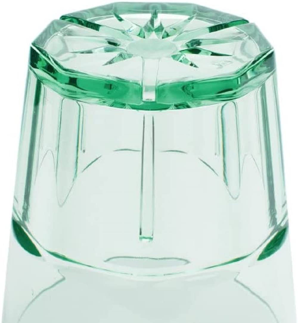 TrueCraftware- Set of 12 Diamond 8 oz. Rock Tumbler/Drinking Cups Green Polycarbonate-Premium Iced Tea Glasses Stackable Reusable Drinking Glasses Dishwasher Safe Break-Resistant for Home Restaurants
