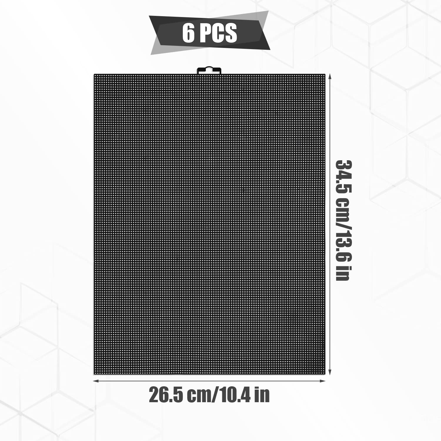 6pcs Plastic Mesh Canvas Sheets, 10 CT Plastic Eye Mesh Sheets for Embroidery Making Divider, Cross Stitch Acrylic Aida Mesh Screen for Yarn Crafts Knit DIY Crochet Projects (13x10inch, Black)