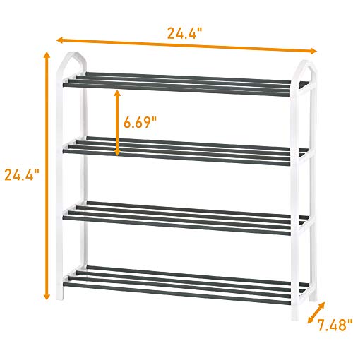 4 Tiers Shoe Rack,12 Pairs Shoe Storage Organizer Shelves for Closet/Entryway/Garage,Space Saving Shoe Shelf,Stackable Freestanding for Room Organization