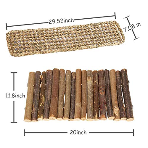 kathson Bearded Dragon Hammock Reptile Hideout Wooden Bridge Jungle Climber Vines Flexible Reptile Leaves with Suction Cups Reptile Habitat Decor for Chameleon, Lizards, Gecko, Snakes Climbing Hiding