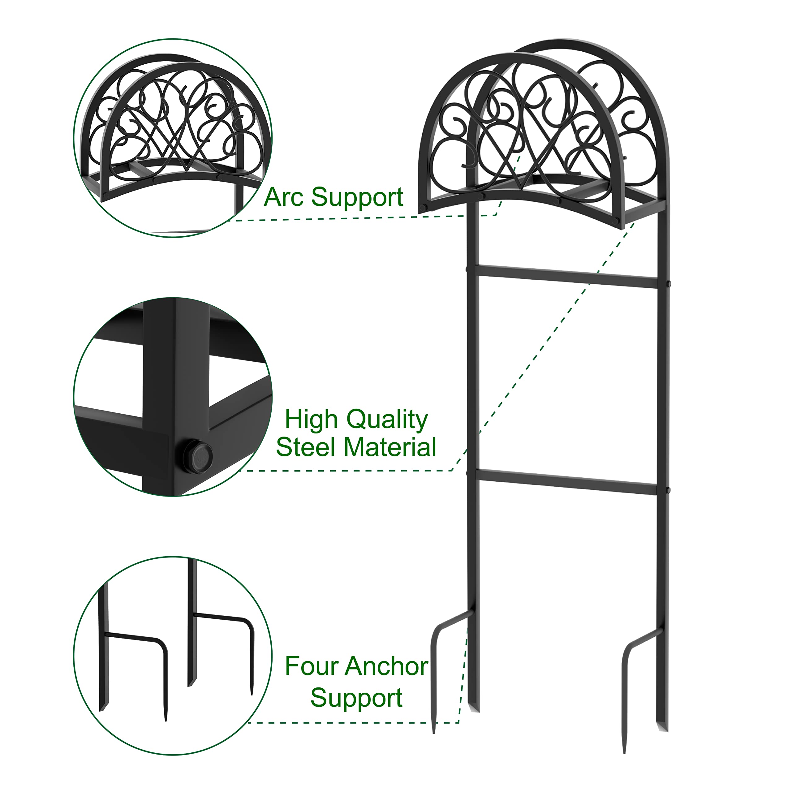 Dosker Heavy Duty Garden Hose Reel Storage Rack - Metal Standing Hose Holder for Expandable, Pocket, Magic, Flexible Hoses in Backyard