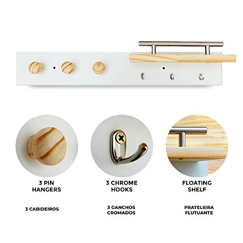 Artmovelar Key and Mail Holder for Wall - Wall Mounted Key Hanger, First Apartment Essentials, House Decor, Mail Organizer, Key Rack for Entryway, Farmhouse Kitchen Decor, Key Hooks for Wall - White
