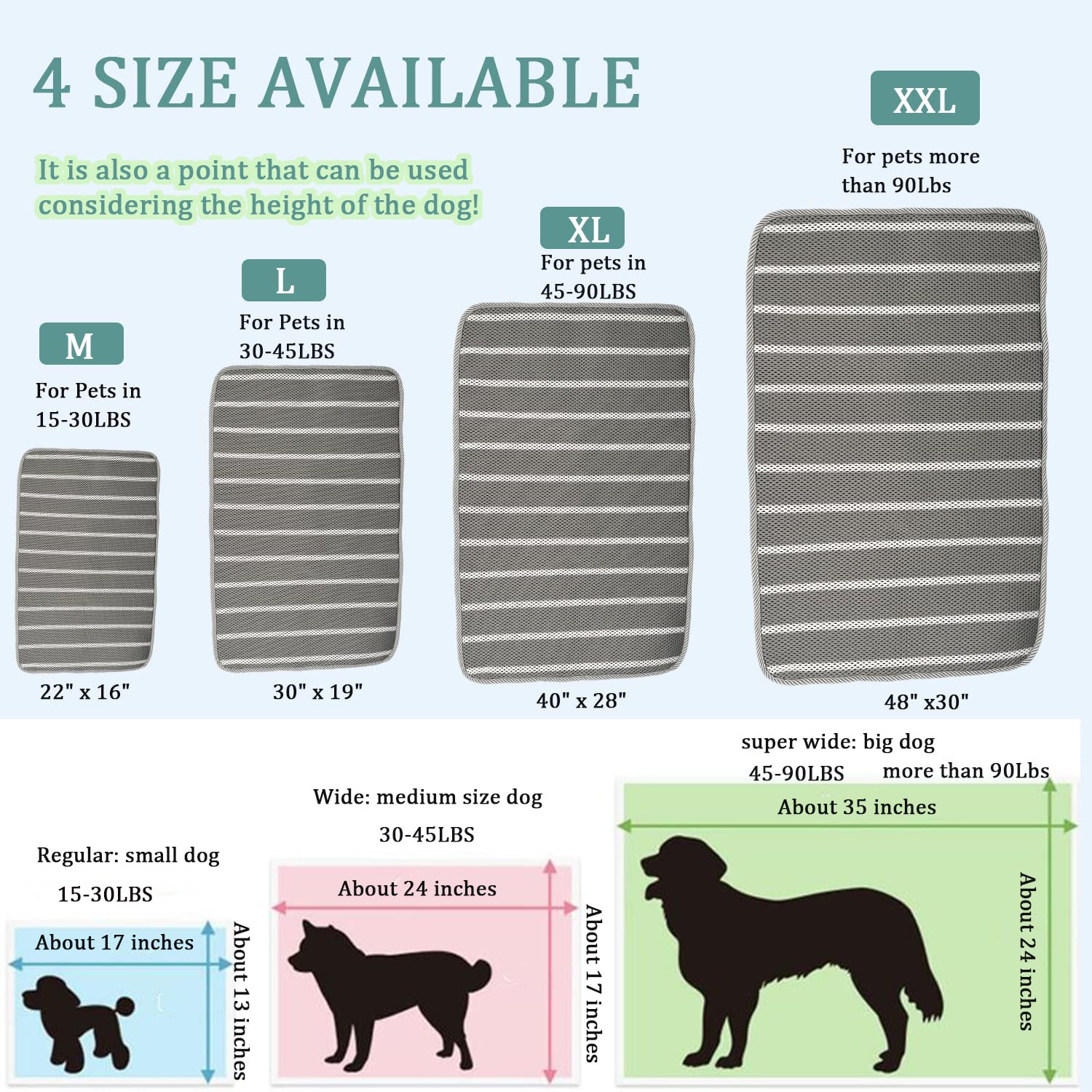 REEZEIVI Breathable Dog Crate mat with Anti-Slip Bottom,3D air mesh Pet Crate pad,Non-stuffy Dog Sleeping mat Bed,pet mat, Machine Washable Pet Mat for Dog Sleeping (30X19, Sliver Grey Mat)