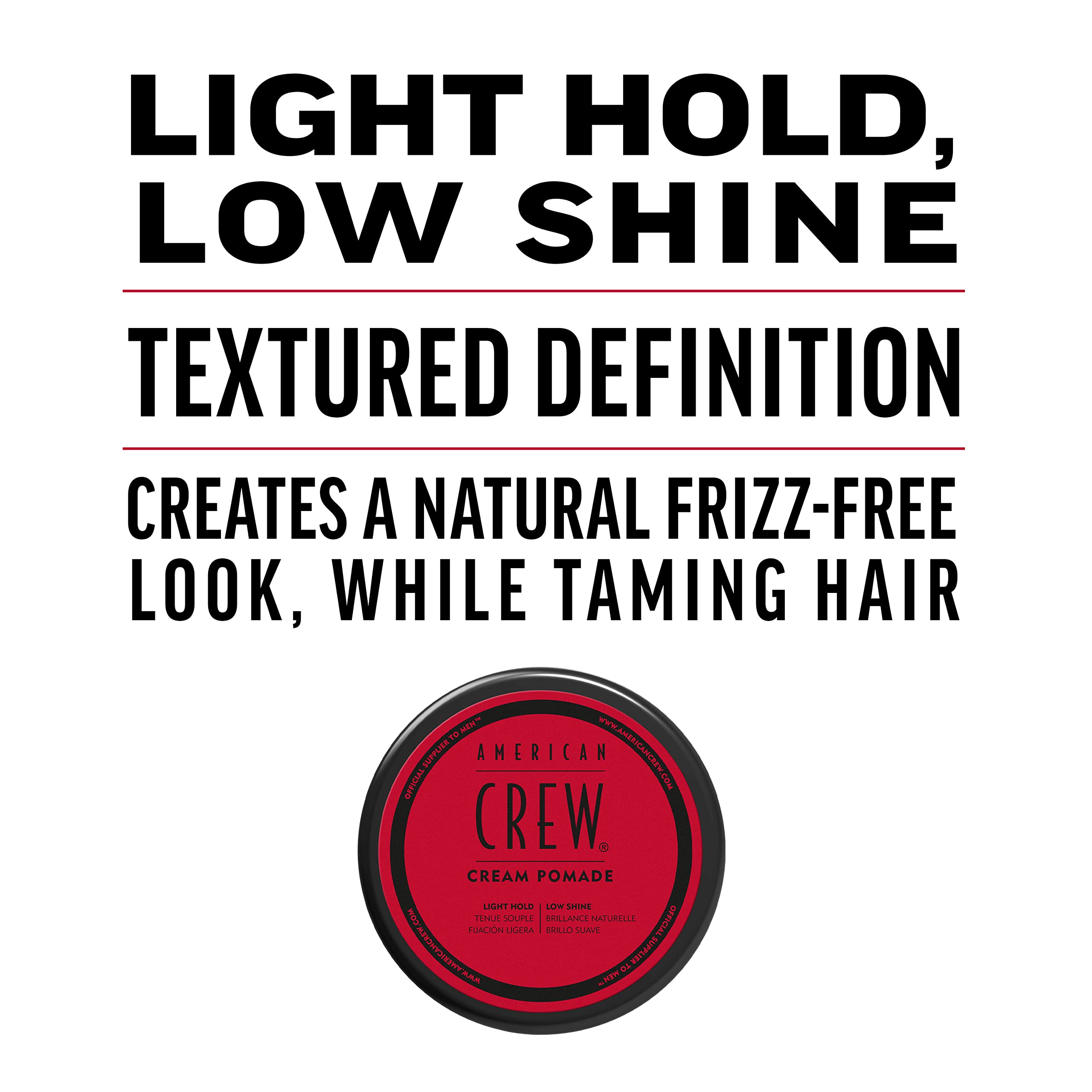 American Crew Men's Hair Cream Pomade, Like Styling Gel with Light Hold & Low Shine, 3 oz