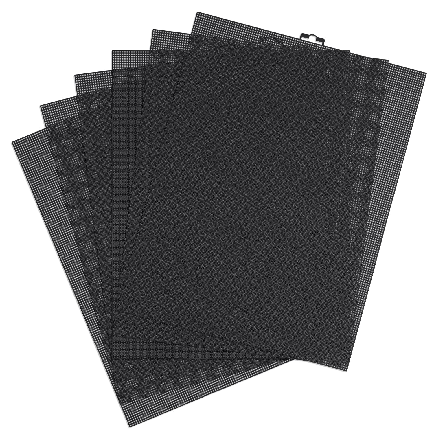 6pcs Plastic Mesh Canvas Sheets, 10 CT Plastic Eye Mesh Sheets for Embroidery Making Divider, Cross Stitch Acrylic Aida Mesh Screen for Yarn Crafts Knit DIY Crochet Projects (13x10inch, Black)