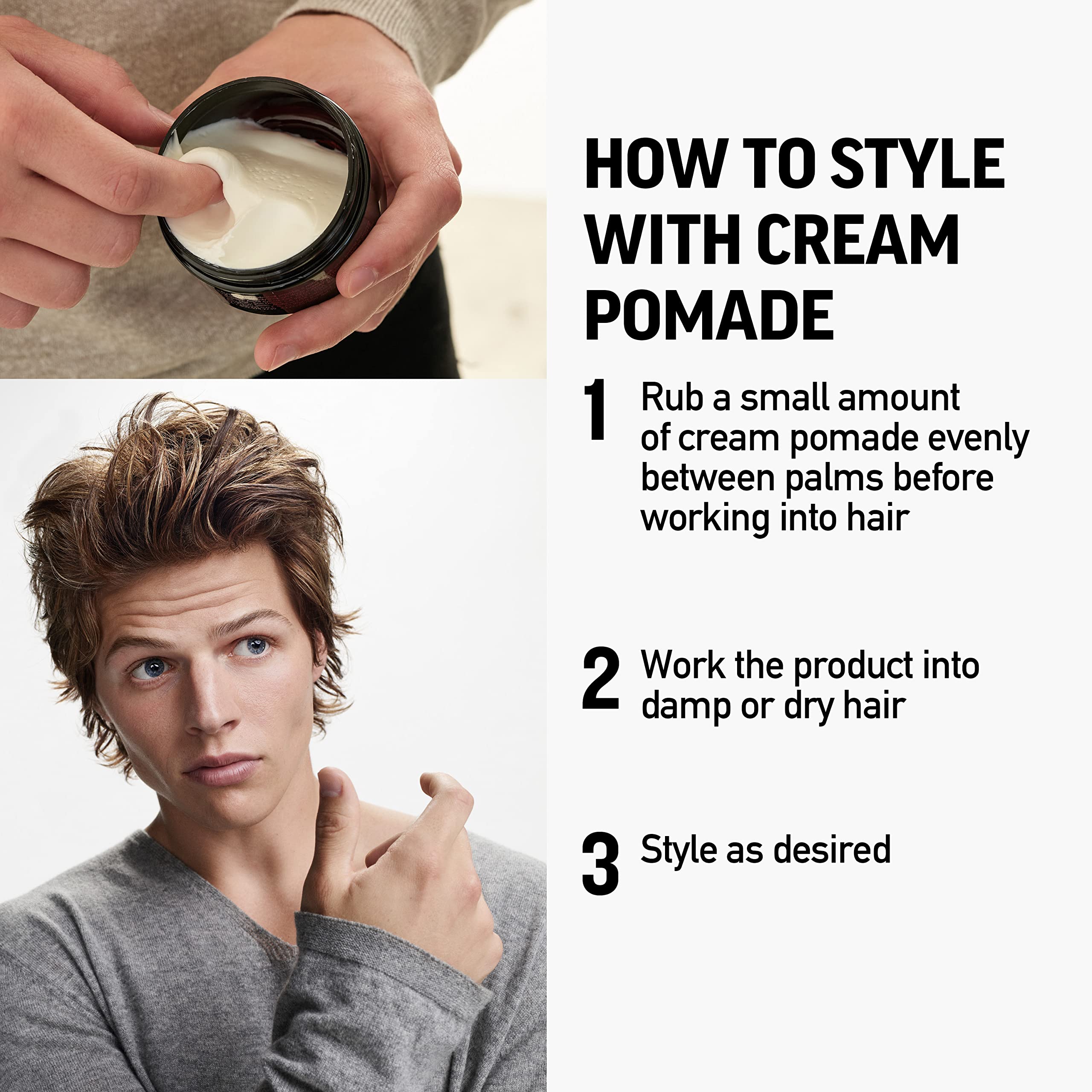American Crew Men's Hair Cream Pomade, Like Styling Gel with Light Hold & Low Shine, 3 oz