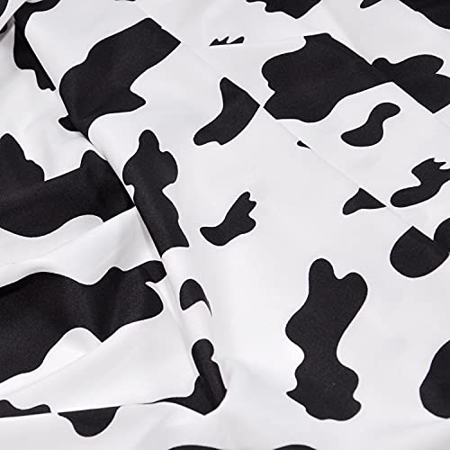 Yutone 59" Wide 4.0 OZ Fabric by 100% Polyester Cow Design Print Fabric,White/Black, for Party Derss by The Yard (White Ground)