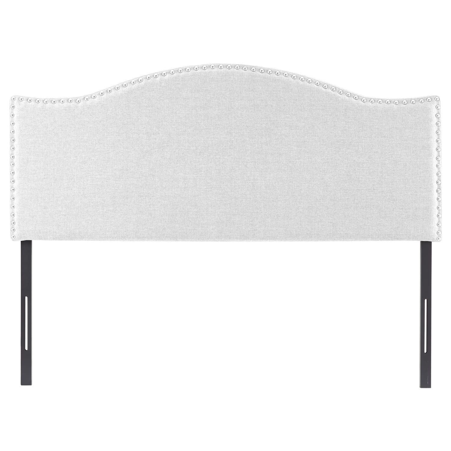 Catalina Queen Headboard Only, Height Adjustable Bed Headboard Queen Size, Nailhead Tufted Headboard Queen Size with 12 Positions, Metal Legs, Wall/Bed Mount, Linen Fabric Headboard Queen, White