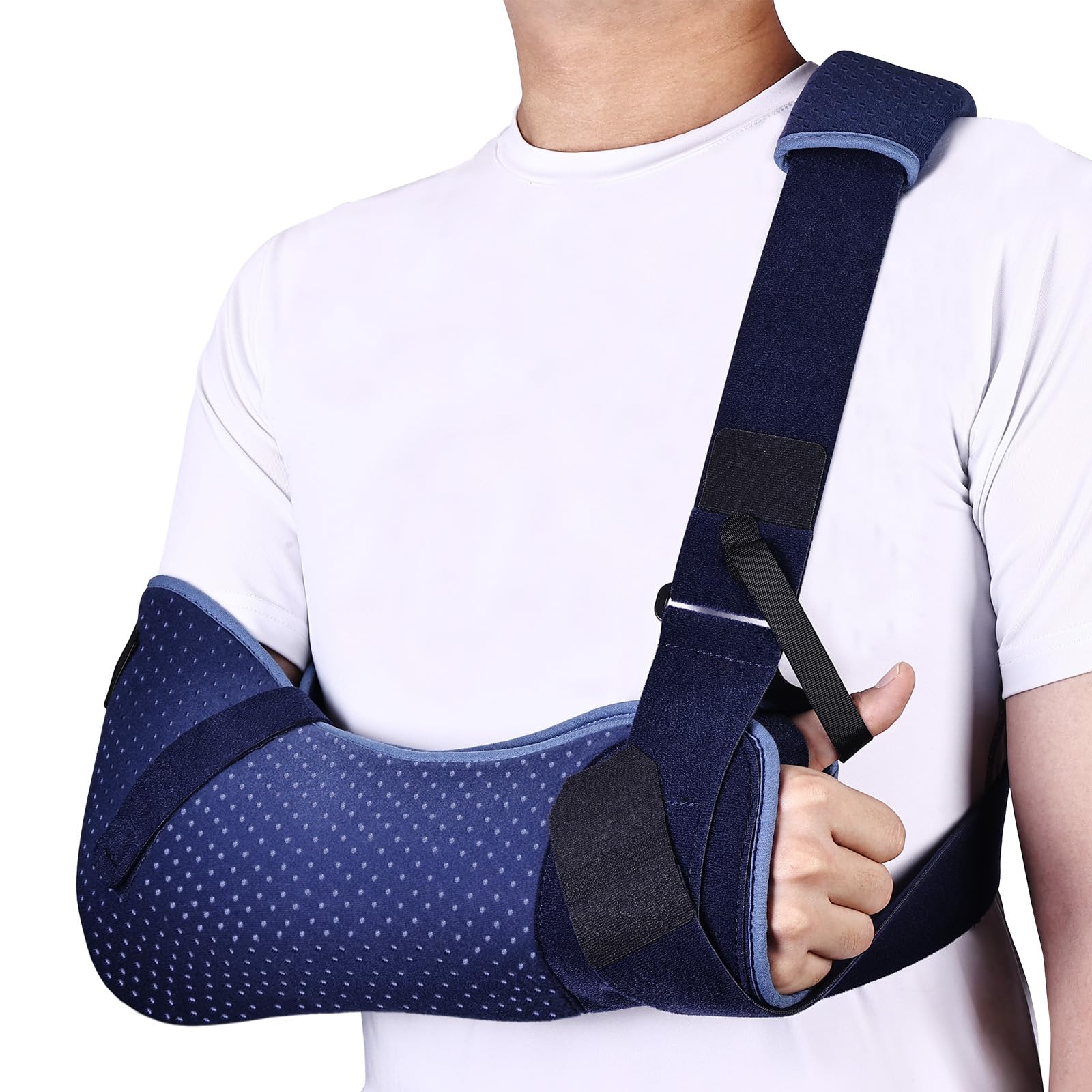 Willcom Arm Sling for Shoulder Injury with Waist Strap - Immobilizer Brace Support for Sleeping, Rotator Cuff Surgery(Comfort Version, Right, Medium, 28.5-41 inch)