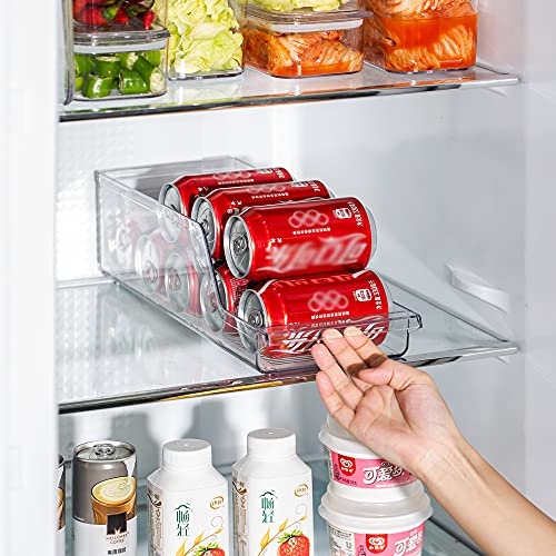 Lunhoo Beverage Can Organizer, Pantry and Refrigerator Storage Organizer Bins for Kitchen and Cabinet Pack of 2