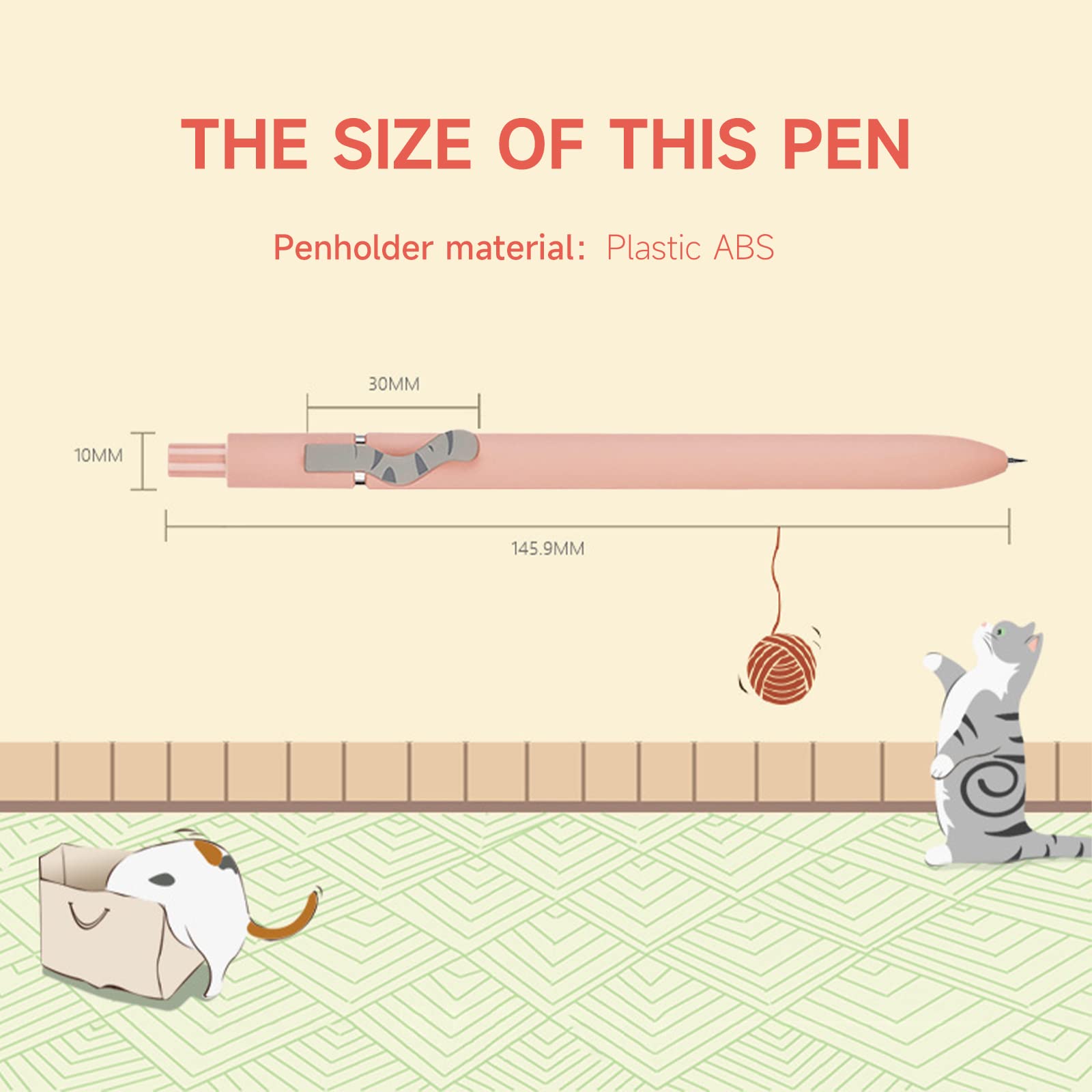 UIXJODO Cat Pens, 4 Pcs 0.5mm Cute Kawaii Pens Black Ink Pens Fine Point Smooth Writing Pens, High-End Series Cat's Tail Retractable Pens for Journaling Note Taking (4 Pcs Cat)