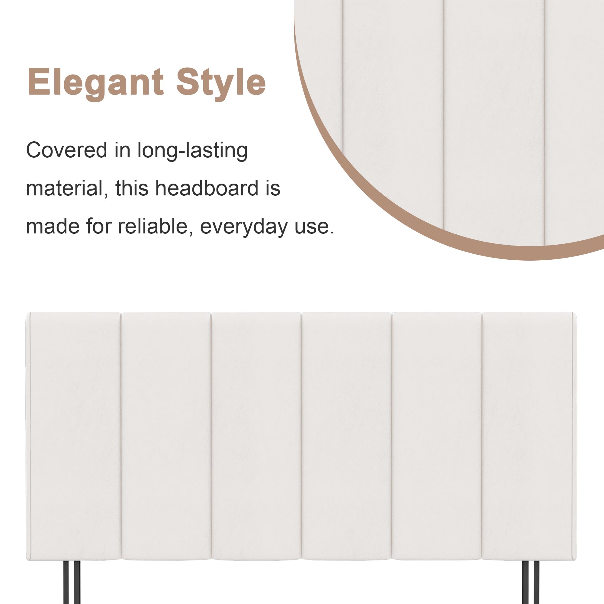 HAOBO Home Upholstered Headboard Foldable King Size Headboards Eastern King/California King Faux Leather Panel with Height Adjustments-White