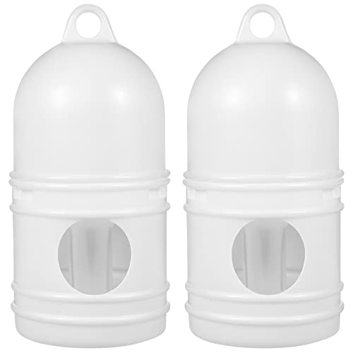 Balacoo Bird Water Dispenser - 2Pcs Bird Feeder Bird Water Dispenser Plastic Poultry Drinker Water Container Jar Pigeons Feeder Water Pot for Cage Pet Parrot Budgie Quail Chickens White